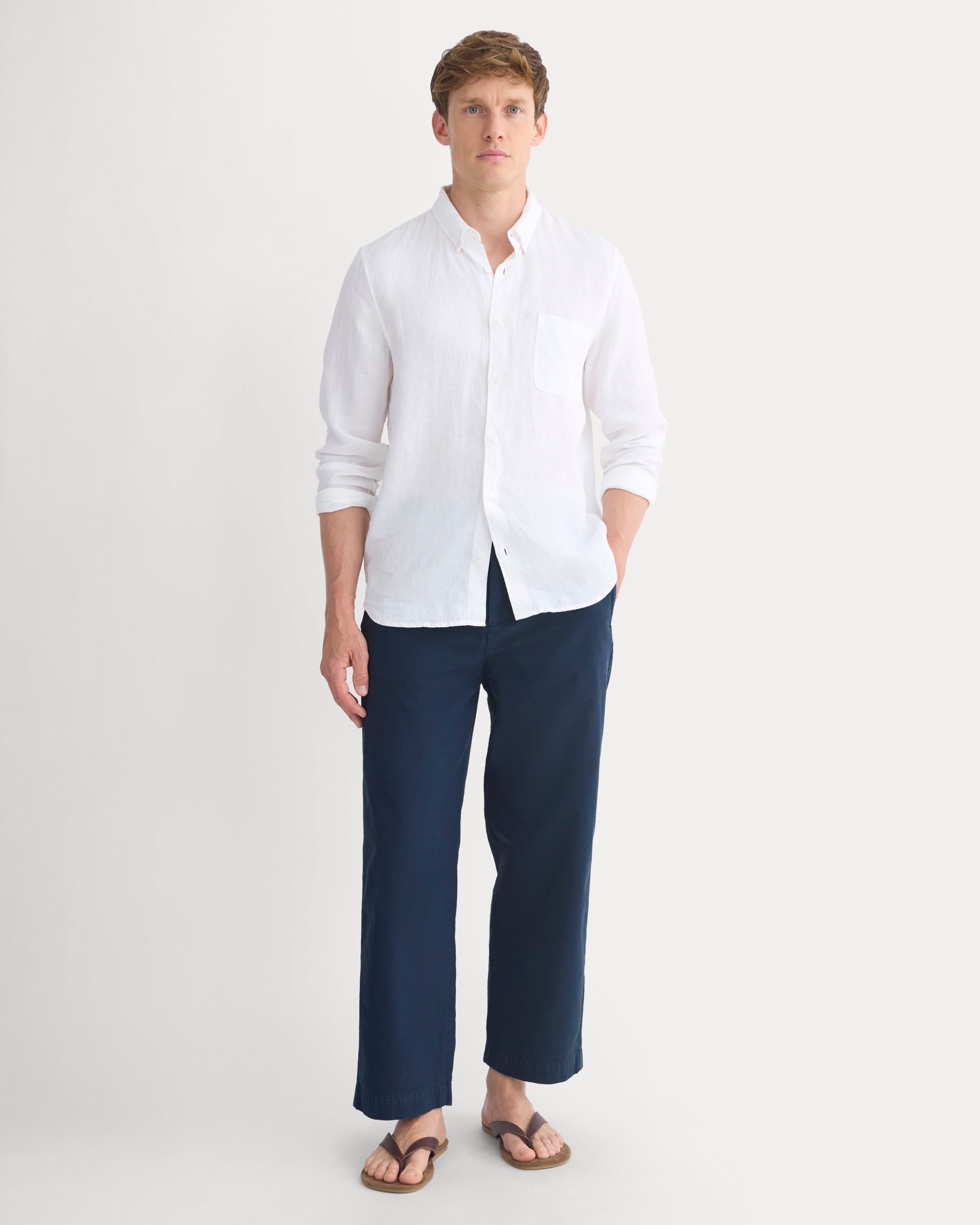 EVERLANE Cropped Slub Trousers